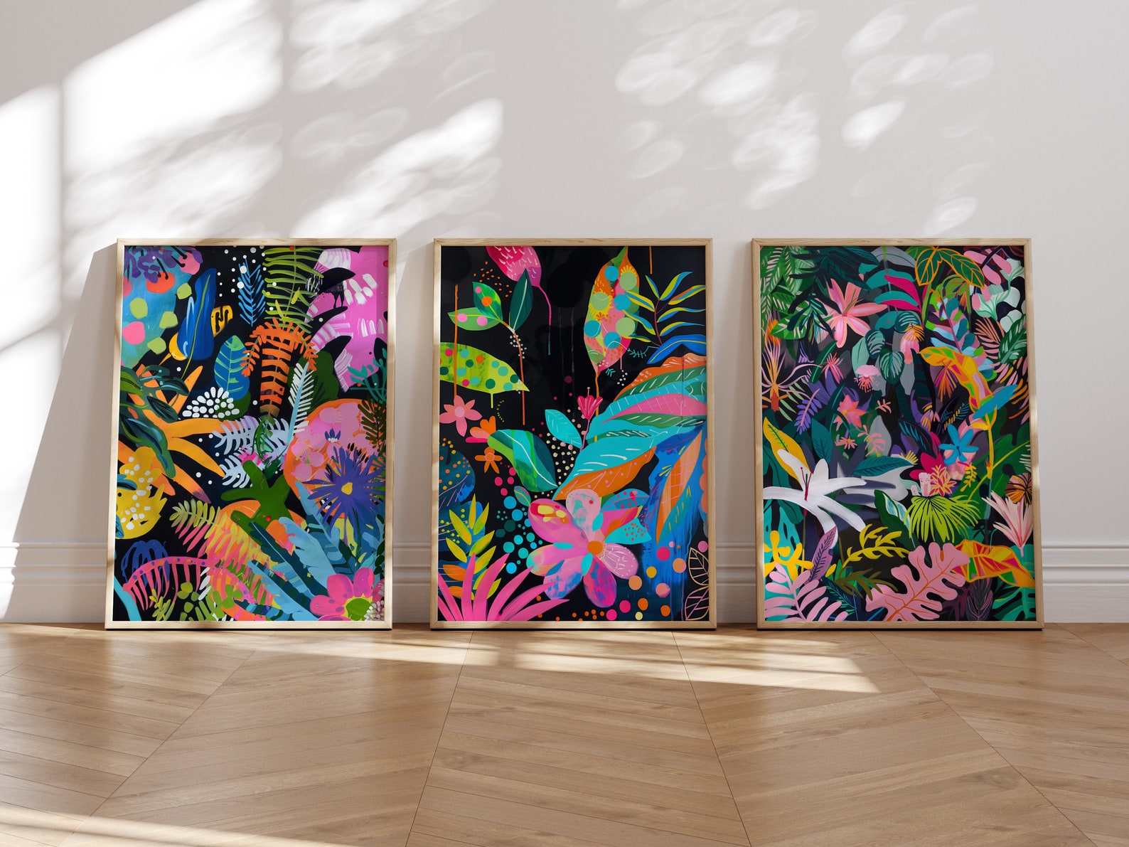 Abstract Vibrant Wall Art Set of 3, Maximalist Wall Art, Digital ...