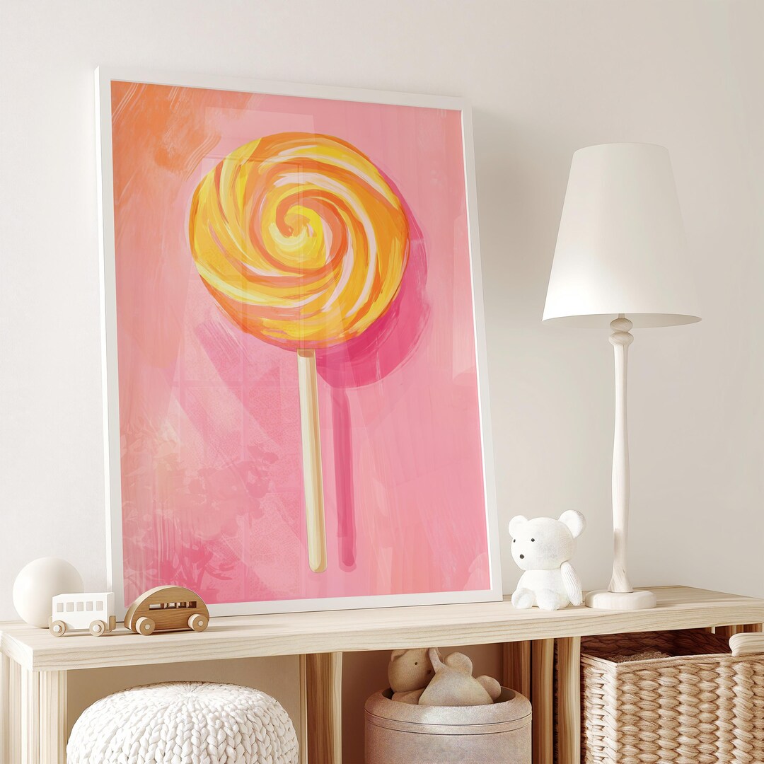 Lollipop Nursery Wall Art, Kids Pastel Lollipop Print, Cute Nursery ...