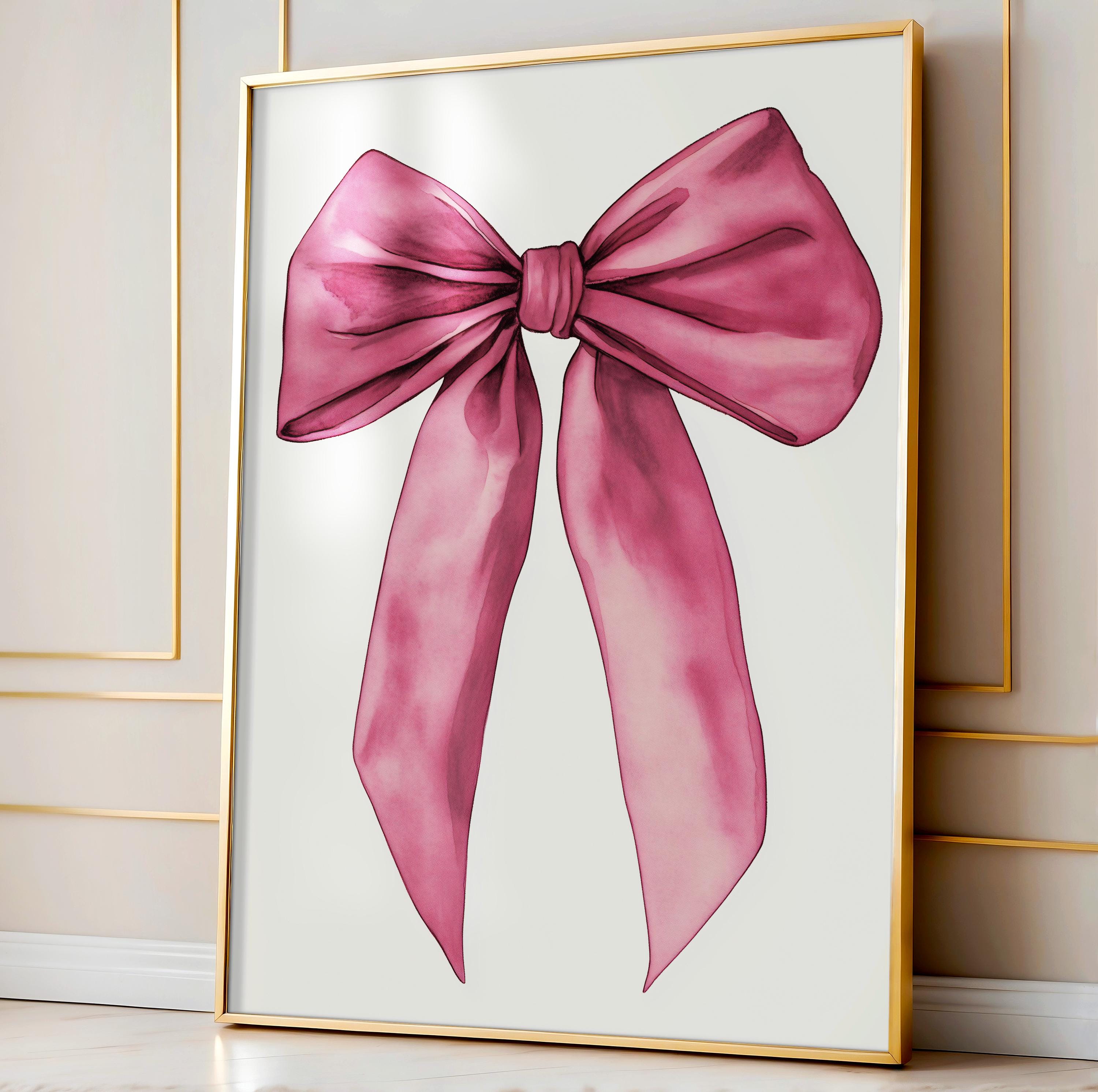 Bow Ribbon Wall Art, Trendy Bow Poster, Girly Art, Cool Decor, Retro ...