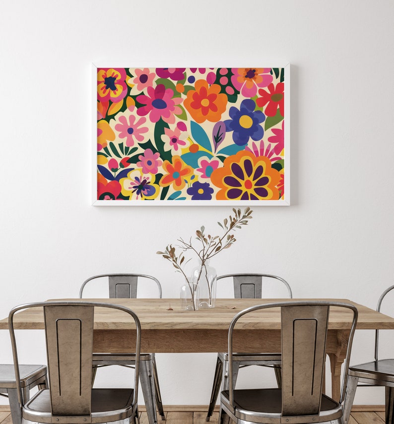 Colorful Abstract Flowers, Botanical Wall Art, Abstract Flowers Poster ...