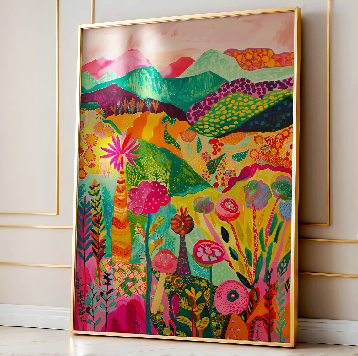 Colorful Abstract Scenery Wall Art, Mountains Landscape Art, Bright ...