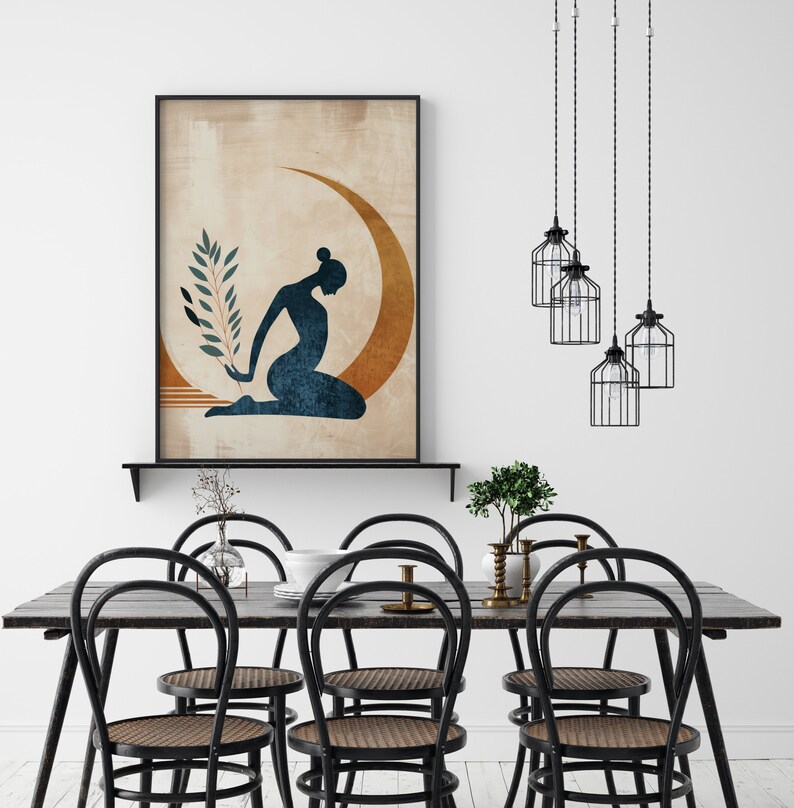 Boho Yoga Pose Print: Abstract Woman, Moon Art (digital Download) - Etsy