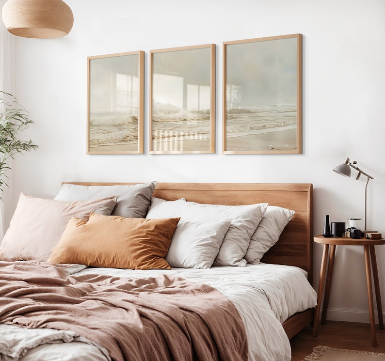 Coastal Beach Print Set, Ocean Landscape, Neutral Wall Art (digital ...