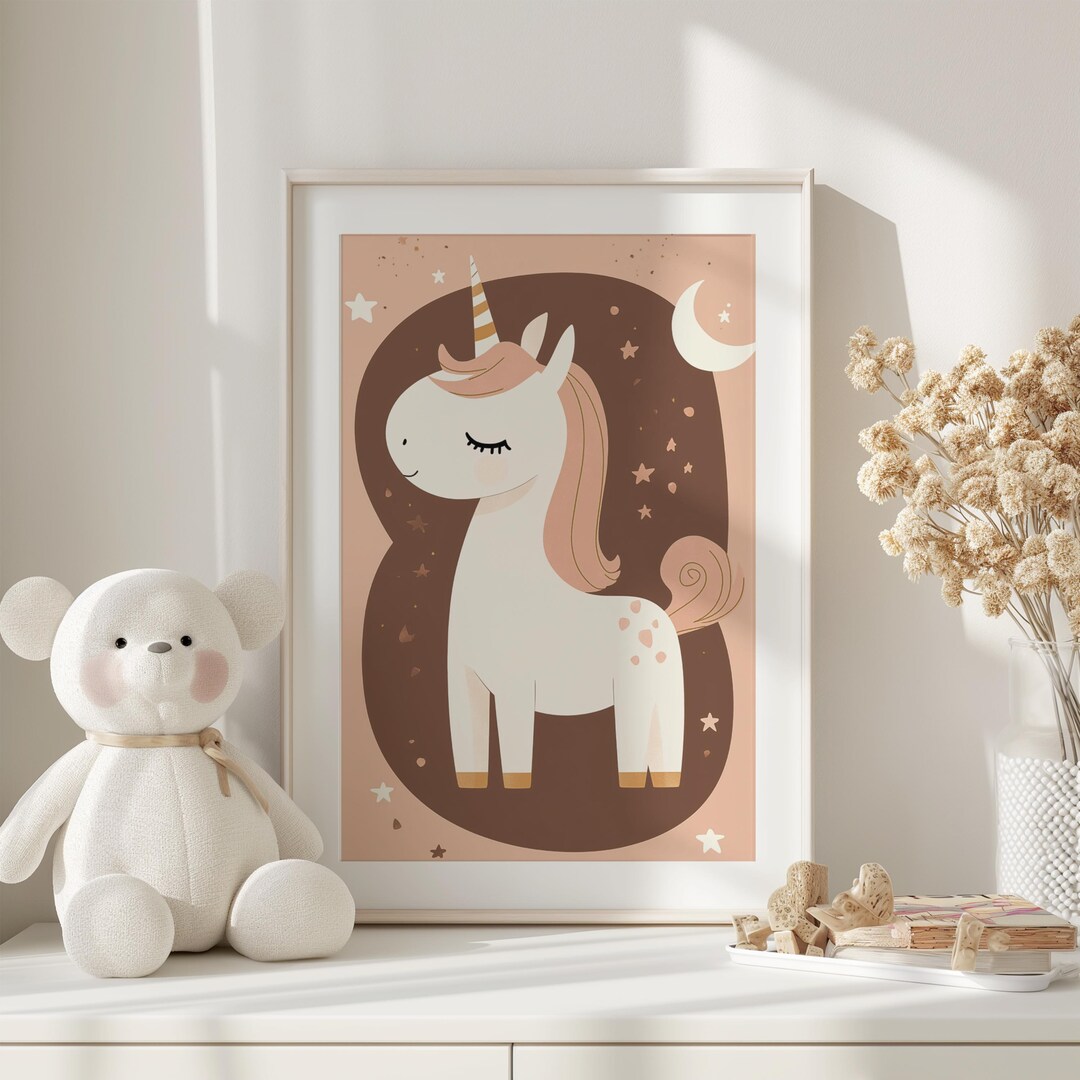 Boho Nursery Unicorn Print, Printable Unicorn Wall Art, Girls Room ...