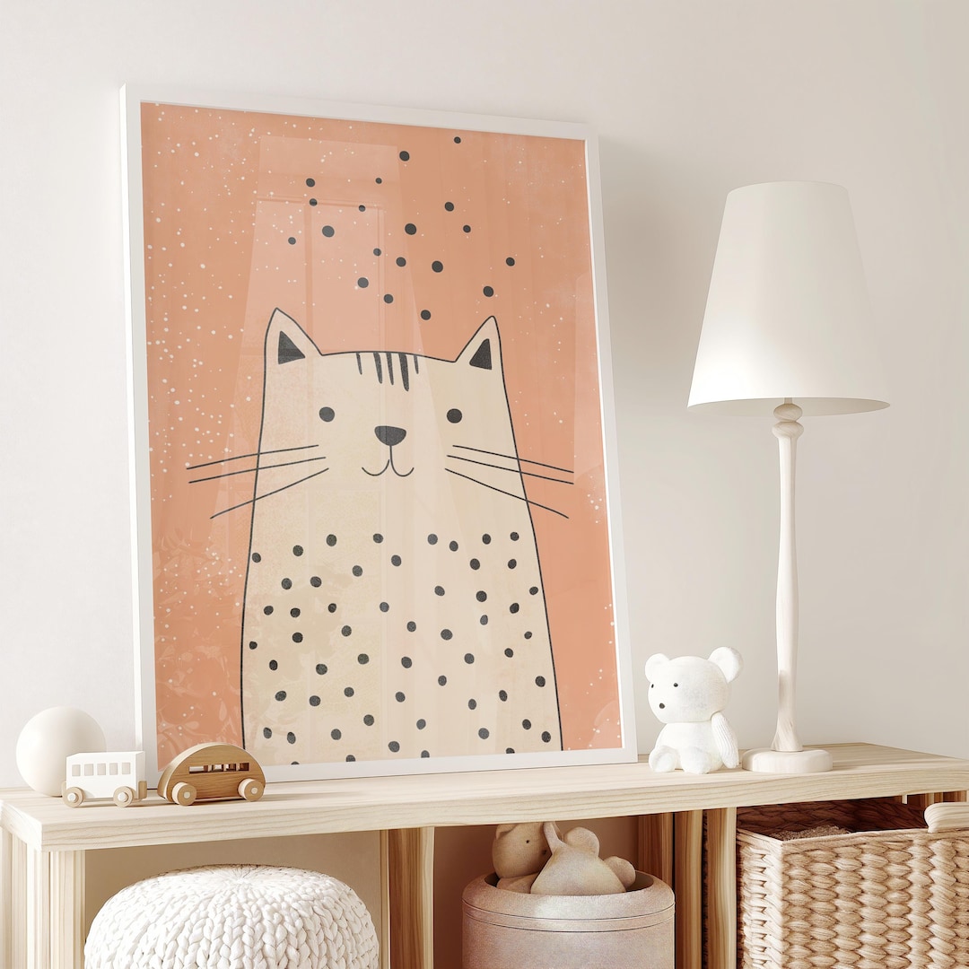 Nursery Cat Wall Art, Cute Cat Print, Colorful Cat Printable Poster ...