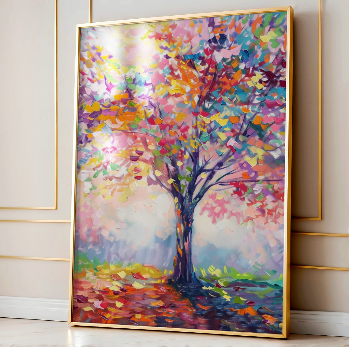 Colorful Tree Landscape Printable, Abstract Tree Wall Art, Vibrant ...