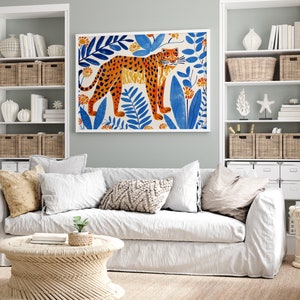 Leopard Abstract Art Print, Leopard Flower Decor, Happy Leopard ...