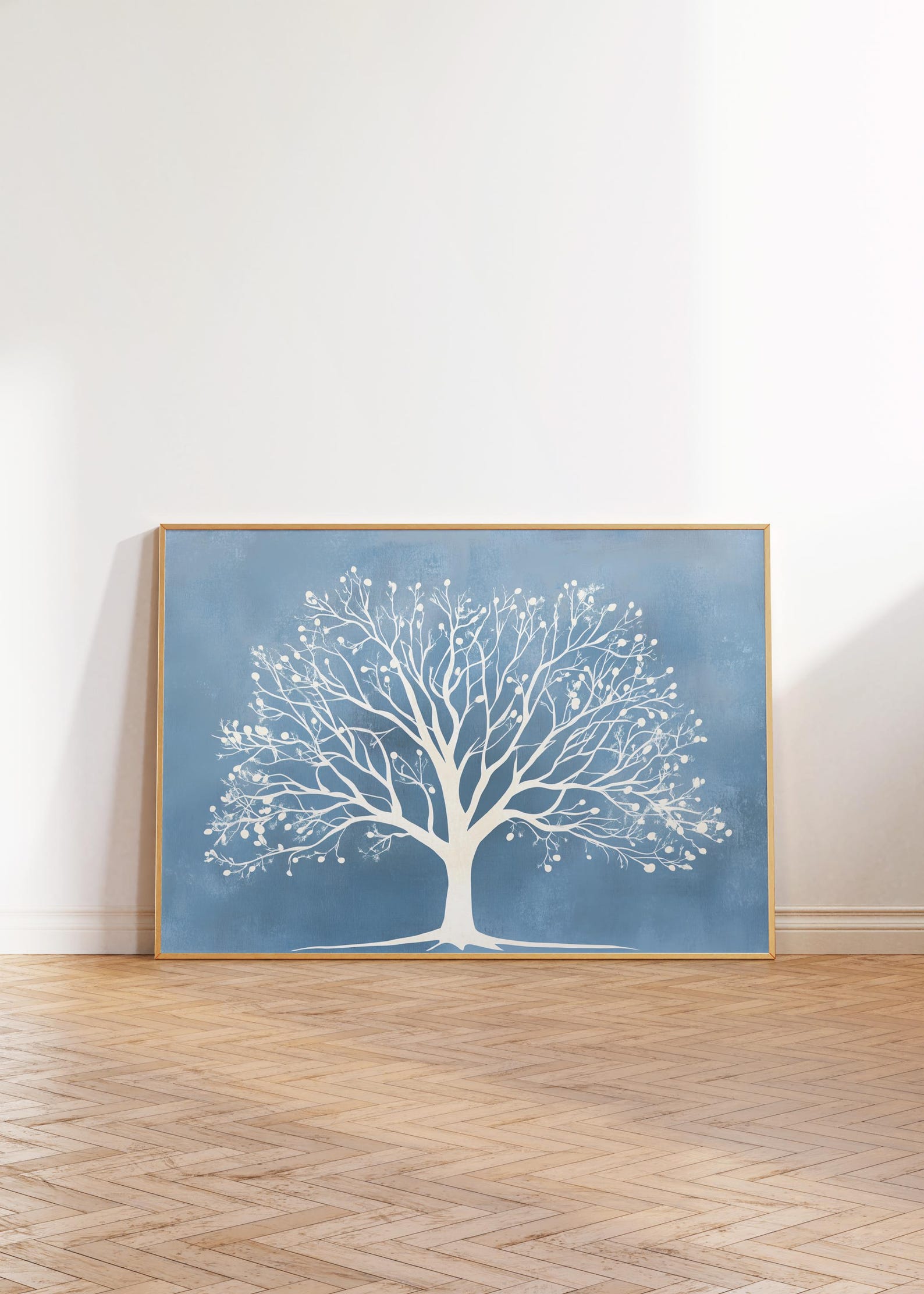 Blue Winter Tree Art Print, Abstract Nature Painting (digital Download ...