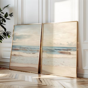 Blue Ocean Landscape, Classic Coastal Art Paintings 2 Set, Beach Prints ...