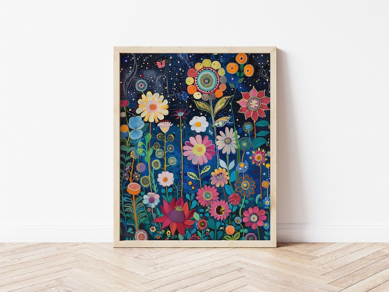Abstract Vibrant Wall Art, Maximalist Print, Floral Modern Art ...