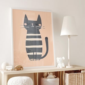 Colorful Cat Printable Poster, Nursery Cat Wall Art, Cute Cat Print ...