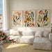 Flowers Boho Abstract Print Set of 3, Floral Wall Art, Boho Art Print ...