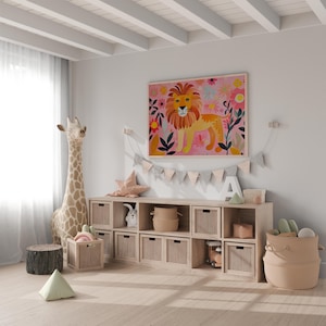 Pastel Lion Nursery Decor, Baby Room Animal Poster, Safari Playroom ...