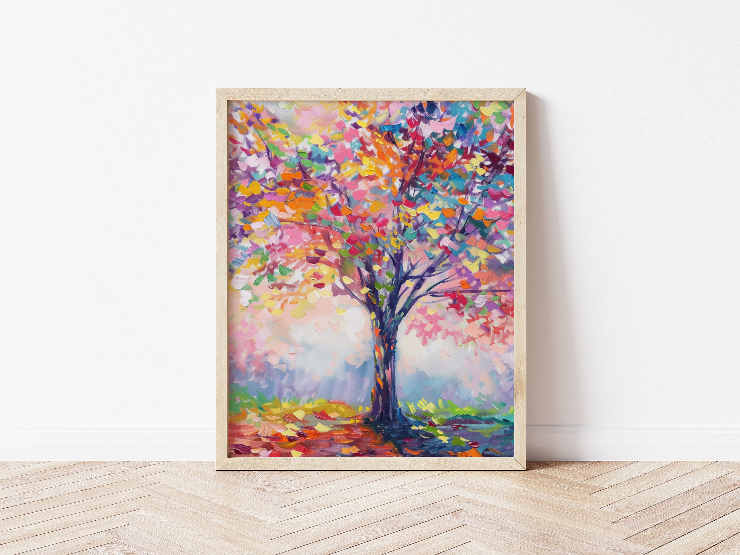 Colorful Tree Landscape Printable, Abstract Tree Wall Art, Vibrant ...