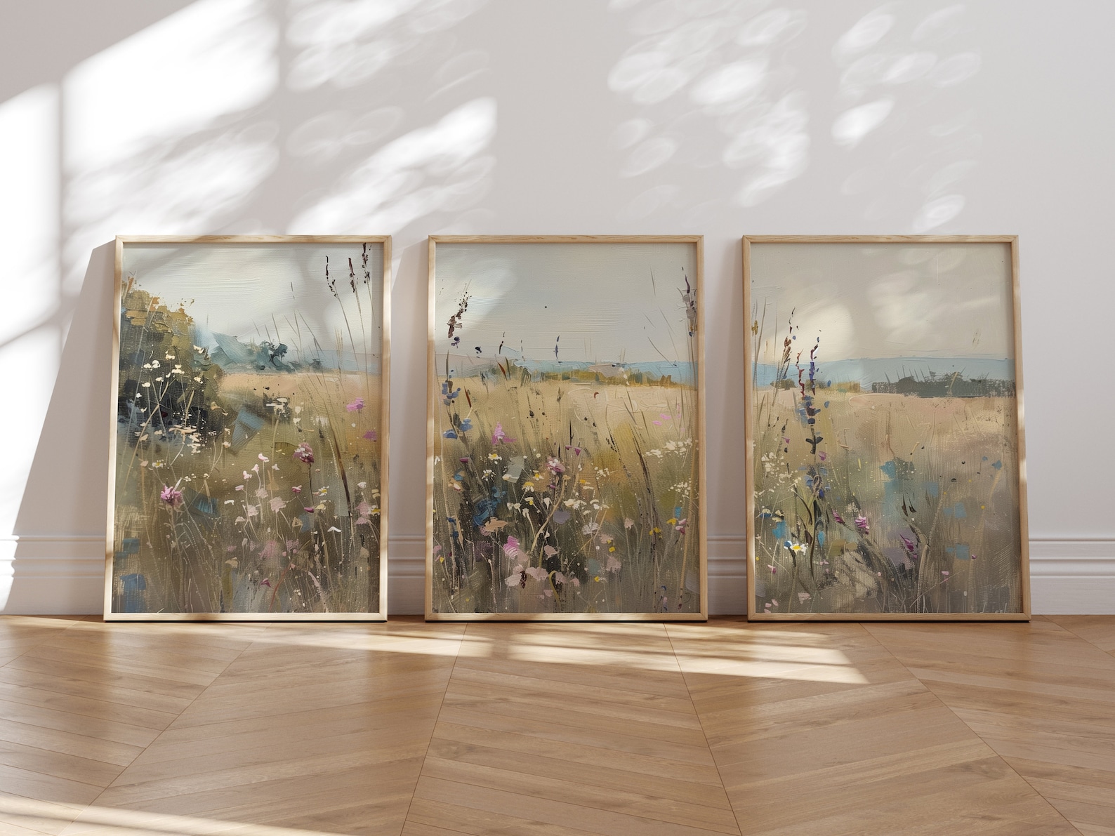 Wildflower Meadow Print Set: Rustic Farmhouse Landscape (digital ...