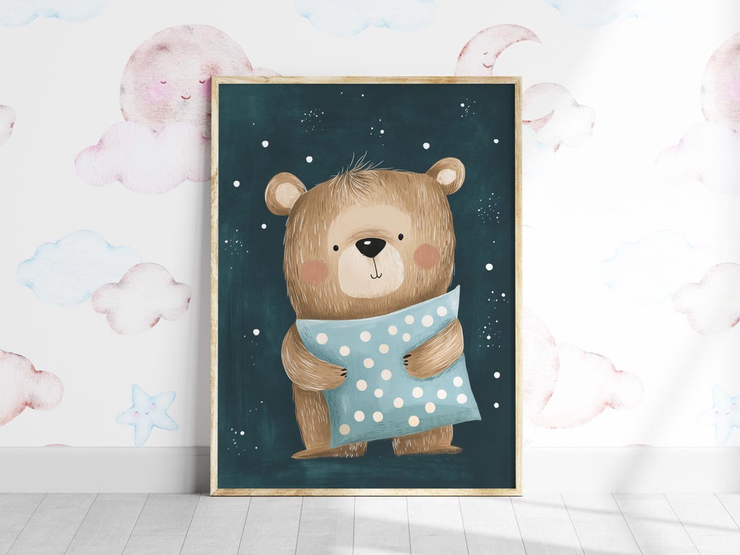 Nursery Bear Wall Art, Cute Bear Print, Colorful Bear Printable Poster ...