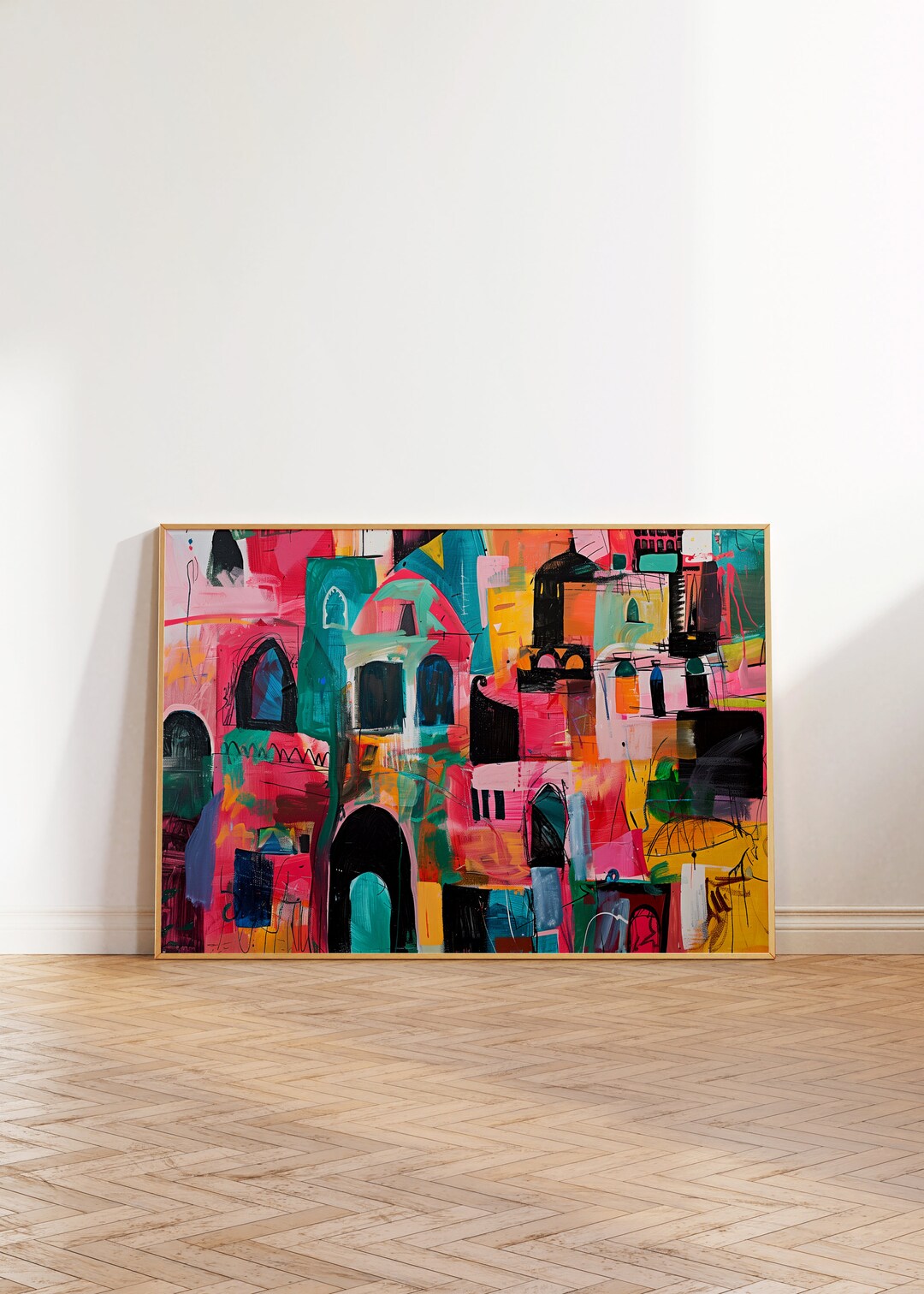 Colorful Abstract Cityscape Art Print: Modern Living Room Decor ...