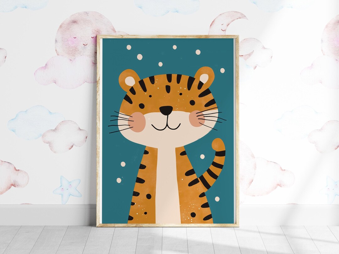 Nursery Tiger Wall Art, Cute Tiger Print, Colorful Tiger Printable ...