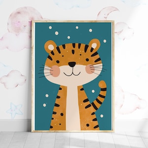 Nursery Tiger Wall Art, Cute Tiger Print, Colorful Tiger Printable ...
