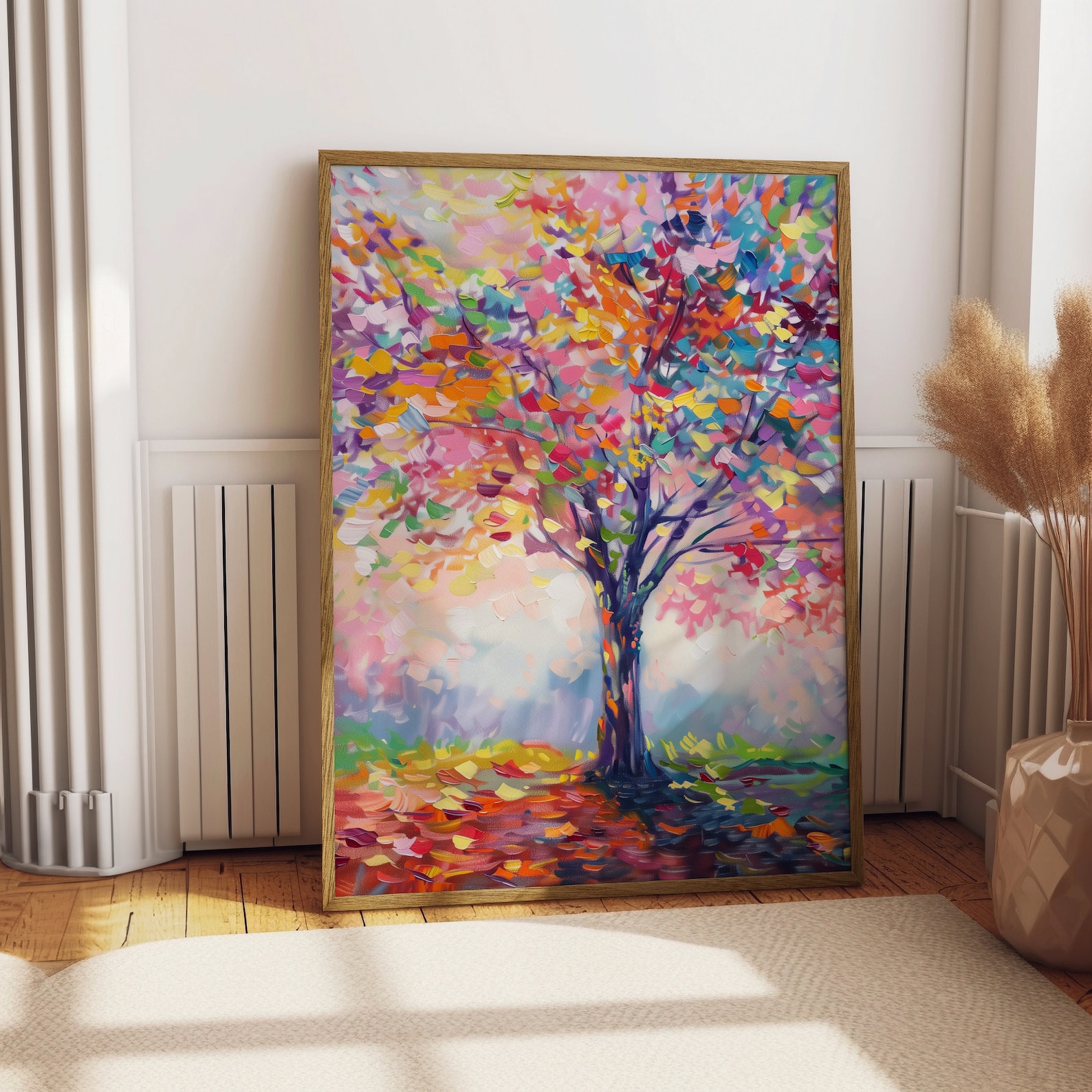 Colorful Tree Landscape Printable, Abstract Tree Wall Art, Vibrant ...