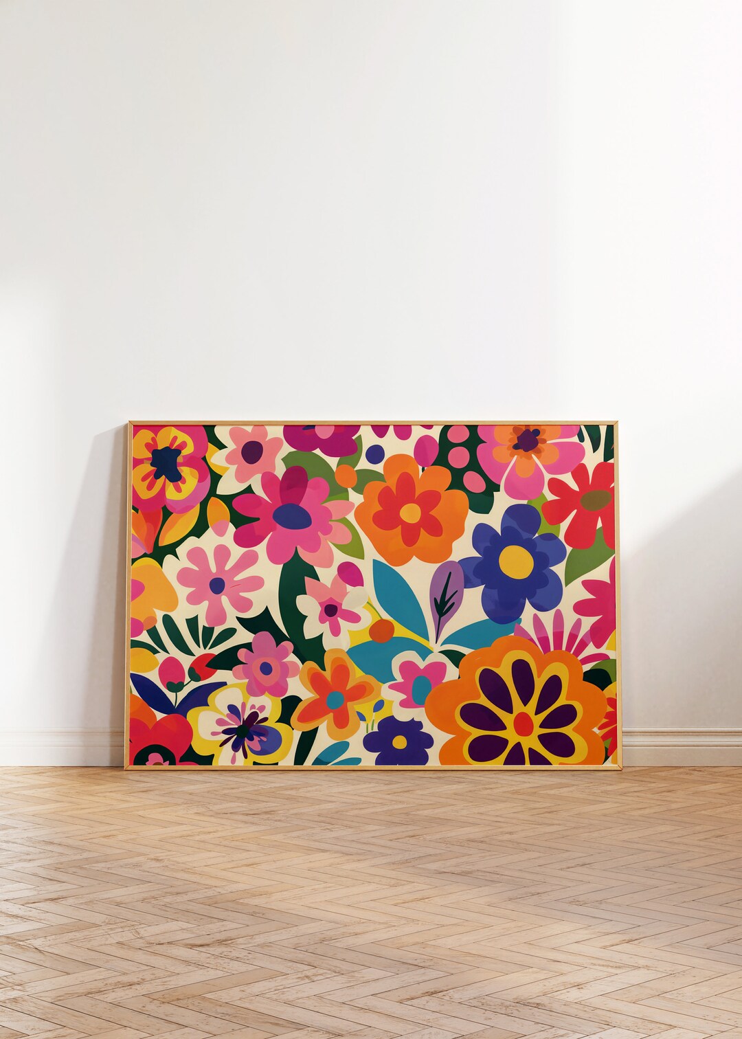 Colorful Retro Flowers, Botanical Wall Art, 70s Flowers Poster, Floral ...
