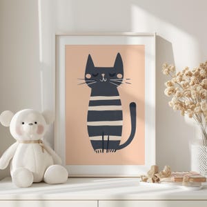 Colorful Cat Printable Poster, Nursery Cat Wall Art, Cute Cat Print ...