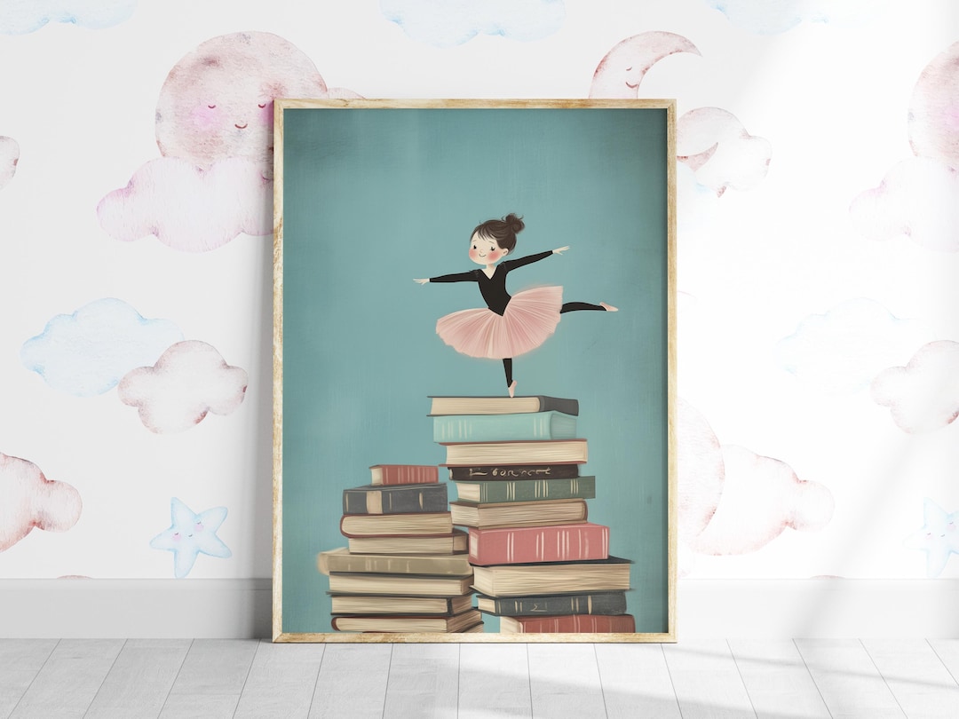Girls Room Ballerina Reading Print, Pastel Ballet Reader Decor ...