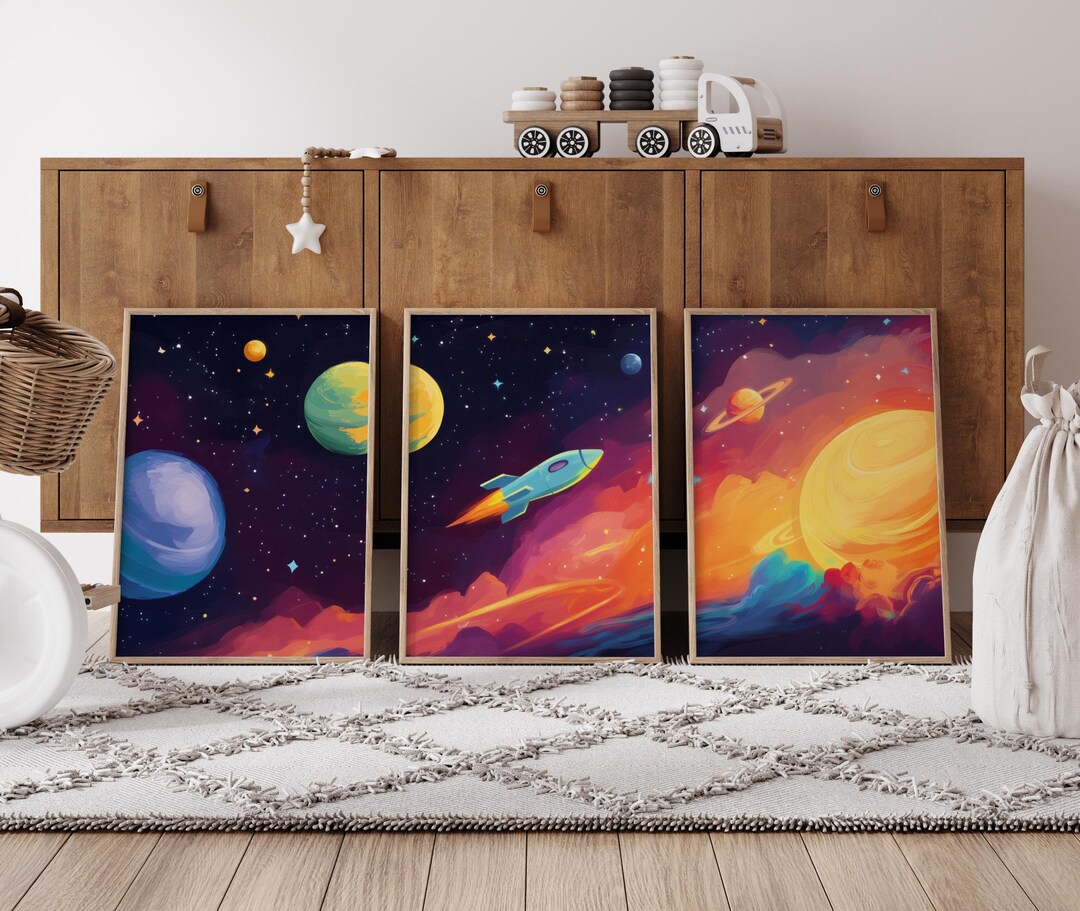 Retro Space Rocket Art Prints, Kids Room Decor (digital Download) - Etsy