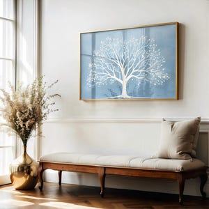 Winter Tree Art Print, Abstract Nature Paintings, Simple Bright Tree ...