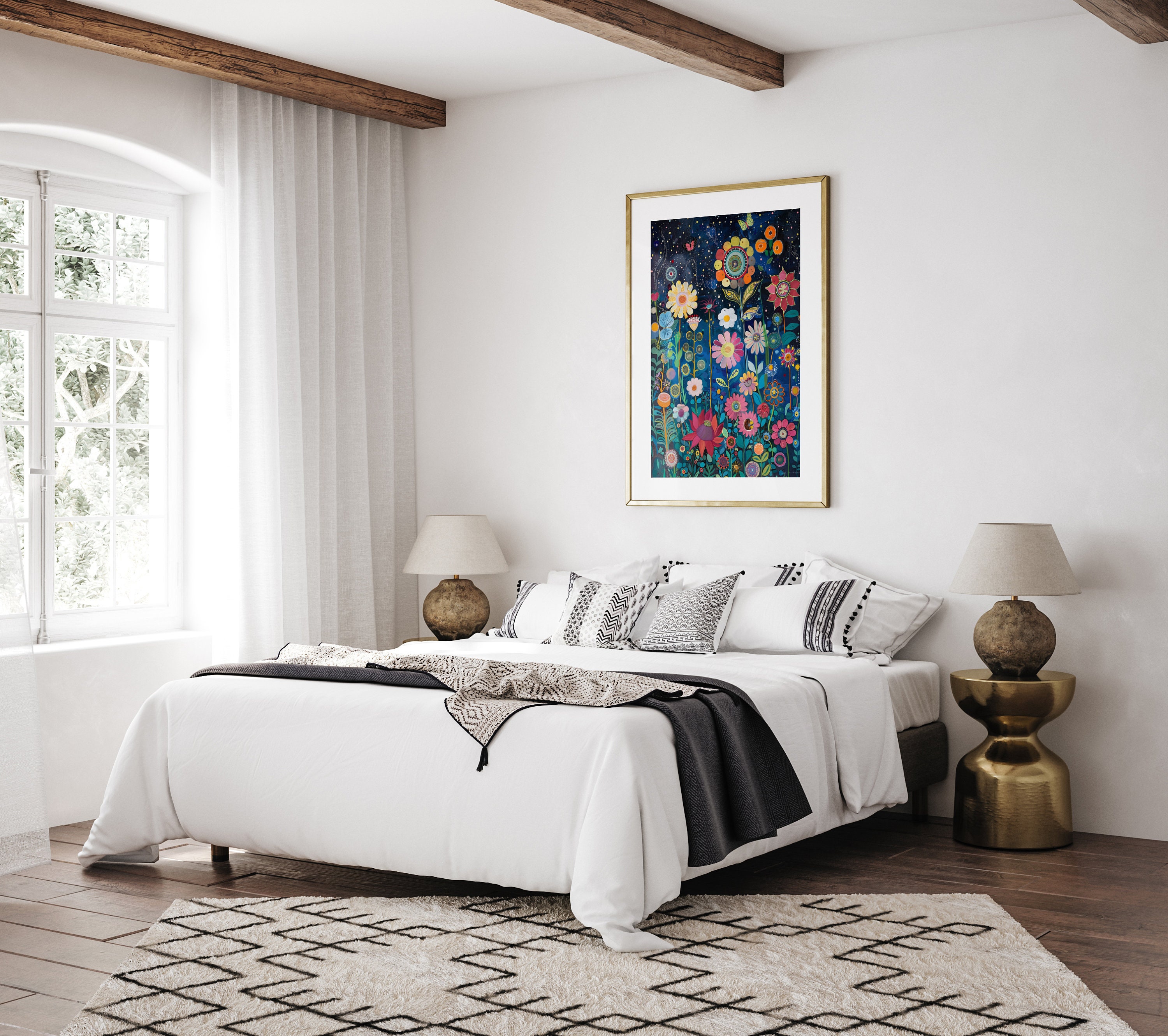 Abstract Vibrant Wall Art, Maximalist Print, Floral Modern Art ...