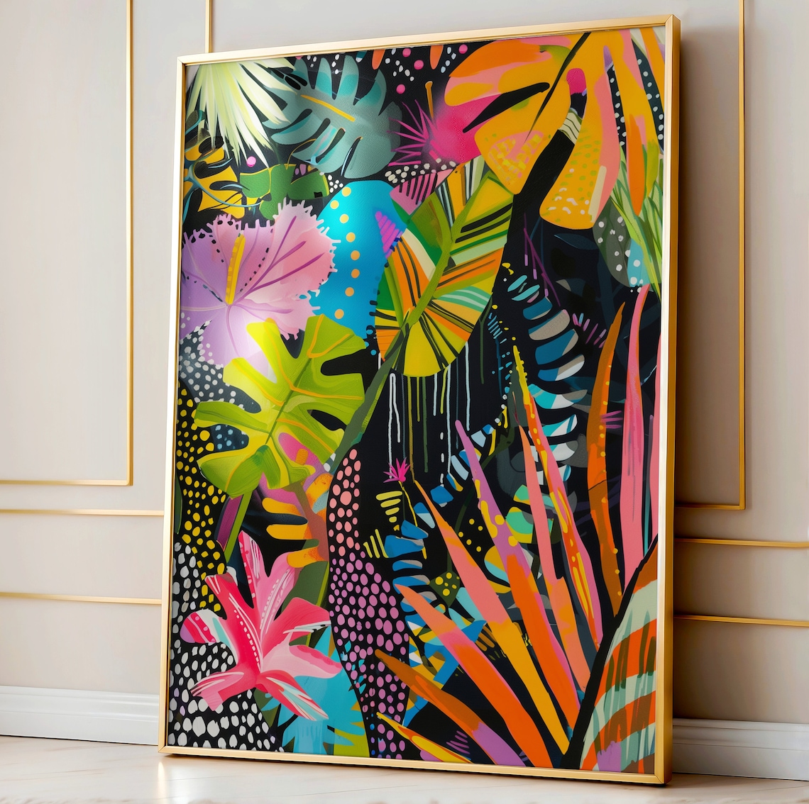 Abstract Vibrant Wall Art, Maximalist Print, Floral Modern Art ...