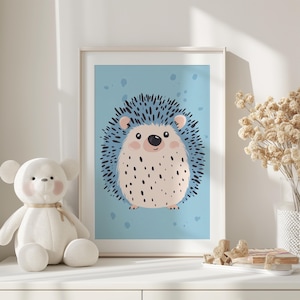 Cute Hedgehog Print, Nursery Wall Art, Colorful Hedgehog Printable ...