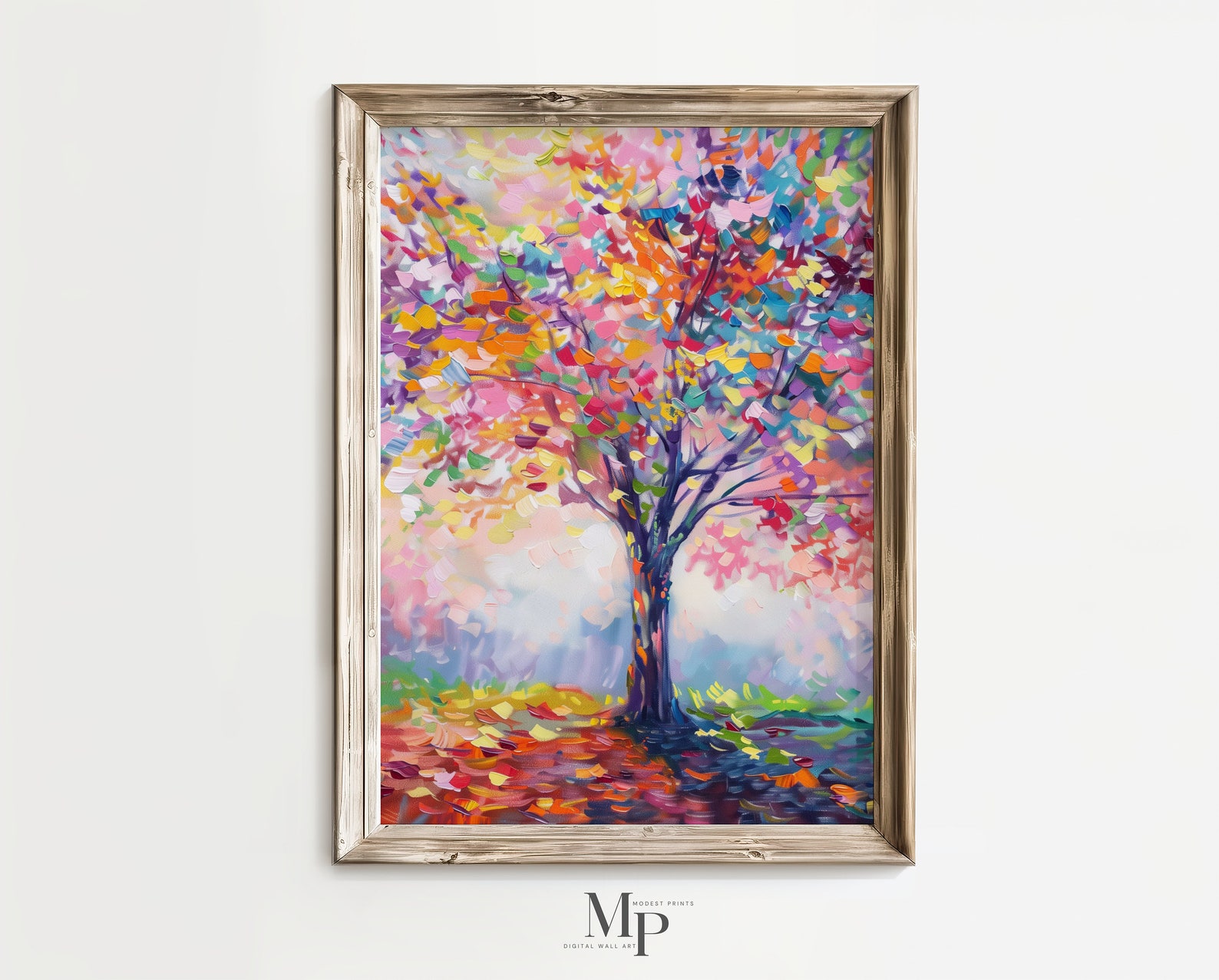 Colorful Tree Landscape Printable, Abstract Tree Wall Art, Vibrant ...