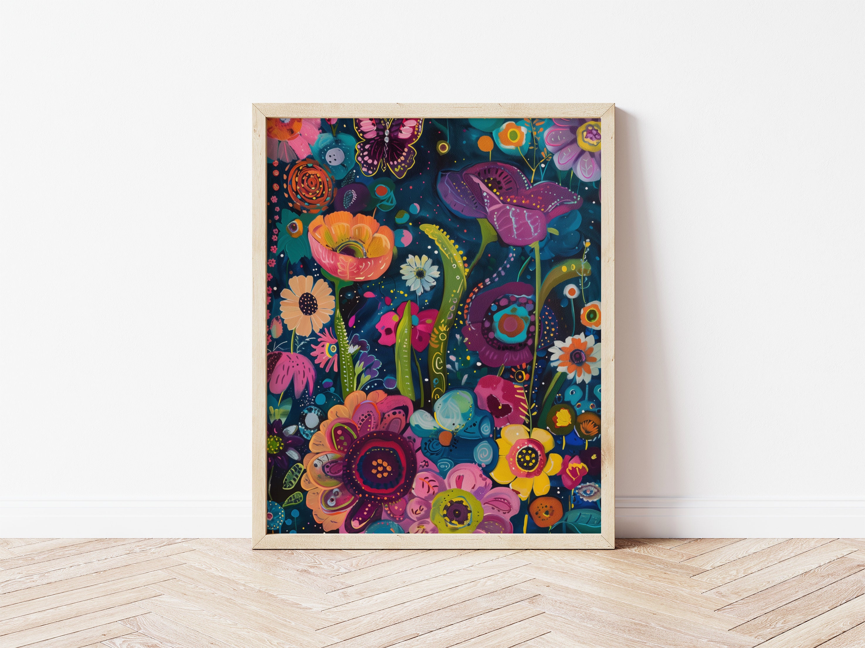 Abstract Vibrant Wall Art, Maximalist Print, Floral Modern Art ...