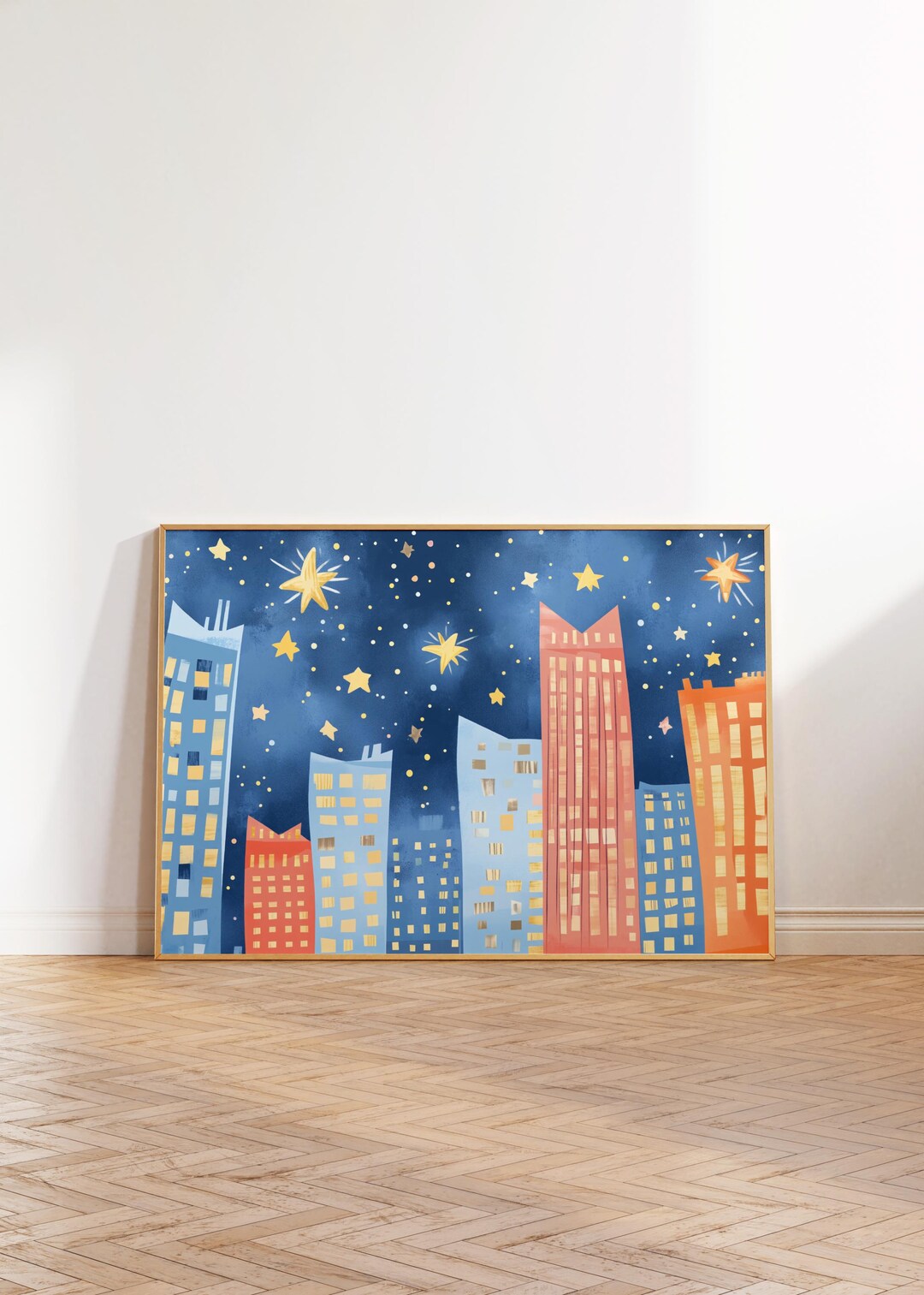 Pastel Cityscape Art Print, Colorful Urban Night (digital Download) - Etsy