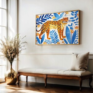 Leopard Abstract Art Print, Leopard Flower Decor, Happy Leopard ...