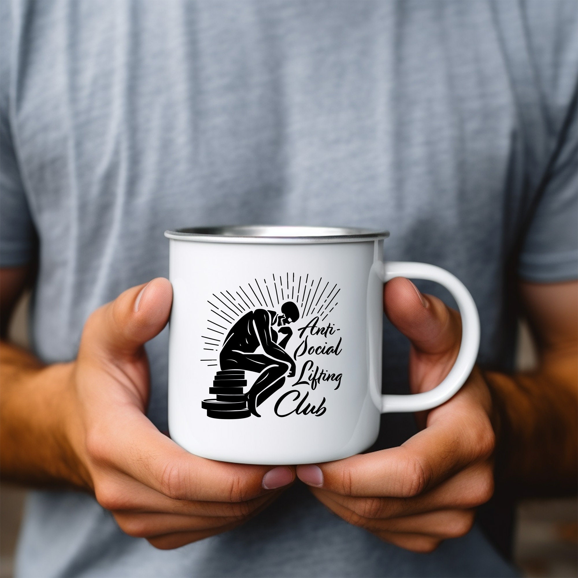 Anti-social Lifting Club Svg, the Thinking Man on Weights Eps ...