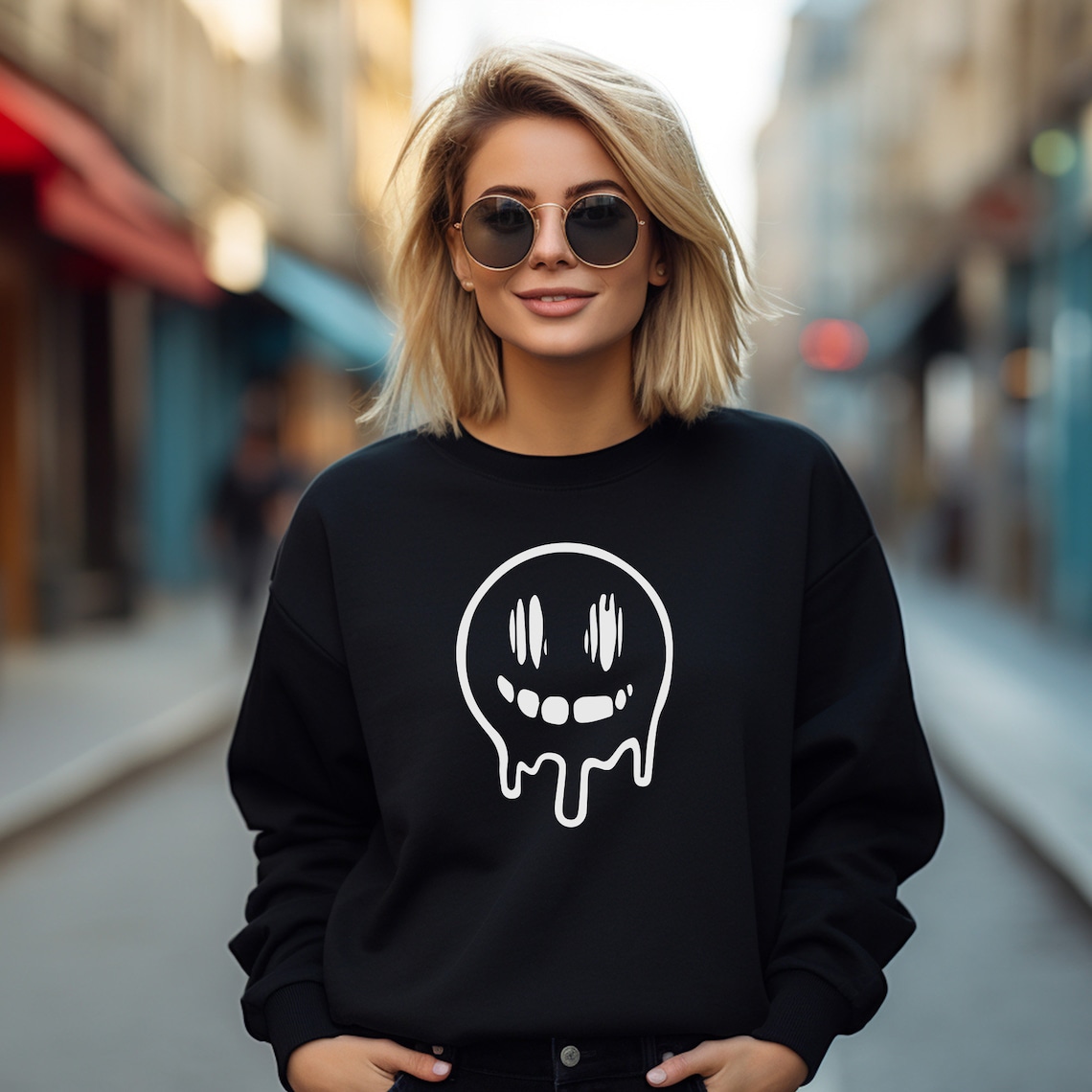 Melty Smiley Face and Skull Pack Eps, Melted Faces Svg Sticker Pack ...