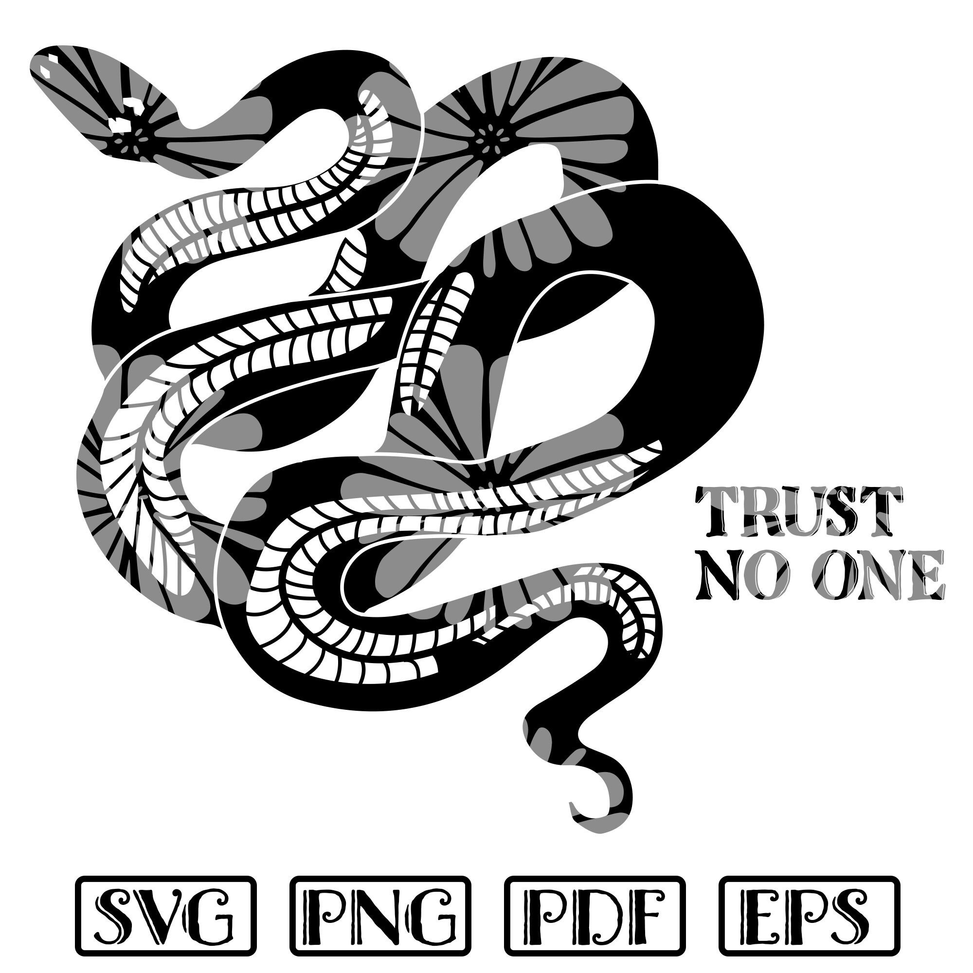 Trust No One Snake Svg, Coiled Snake Png, Trust No One Pdf, Knotted ...