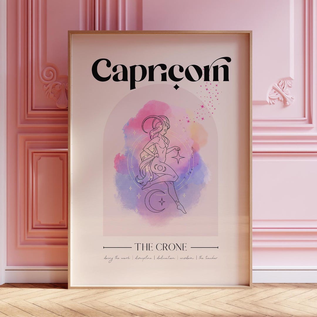 CAPRICORN DIGITAL Zodiac Star Sign Print, Personalised Capricorn ...