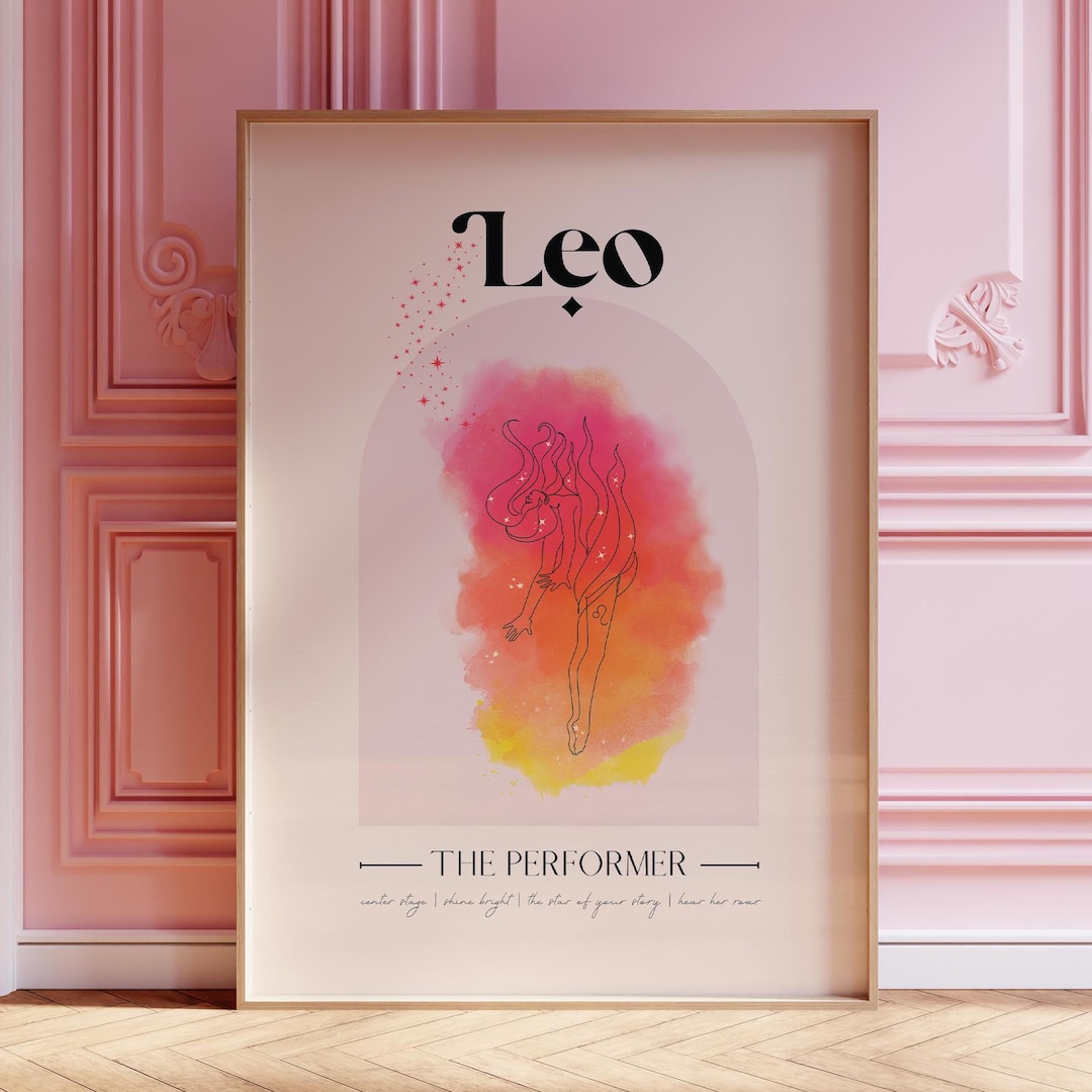 LEO A4 Zodiac Star Sign Print, Leo Birthday Gift, Personalised Leo Gift ...