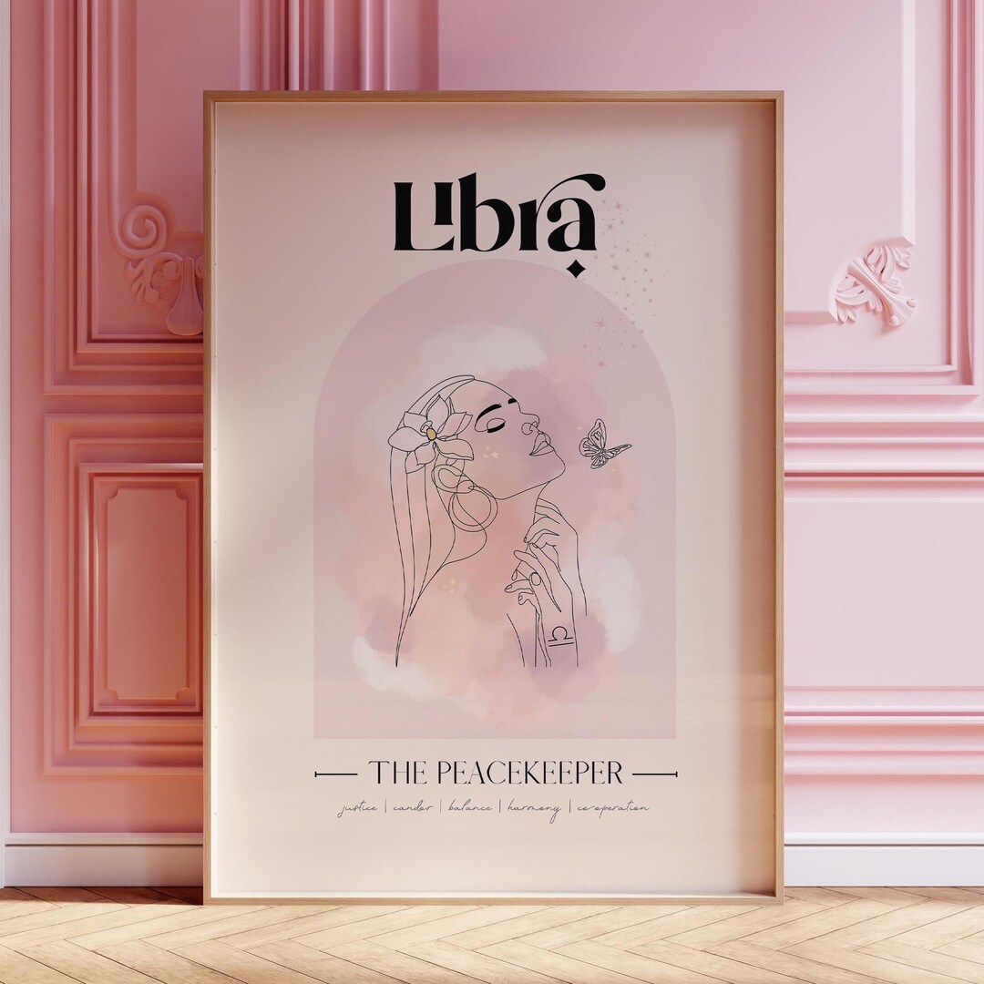 LIBRA A4 Zodiac Star Sign Print, Libra Birthday Gift, Personalised ...