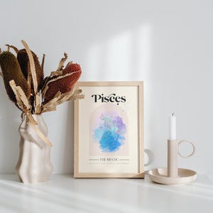 PISCES DIGITAL Zodiac Star Sign Print, Personalised Pisces Birthday ...