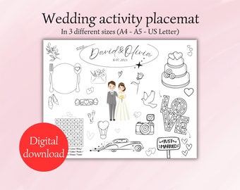 Wedding Coloring Placemat for Kids Wedding Activity Book Printable ...