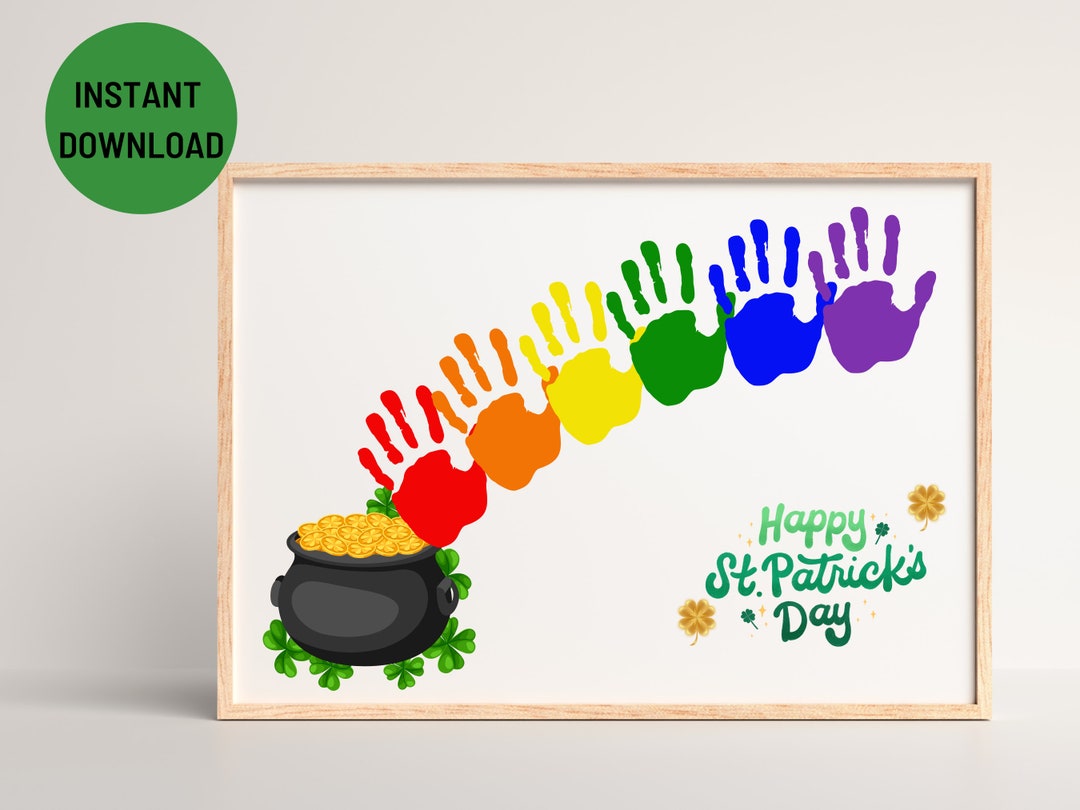 Printable Rainbow & Pot of Gold Handprint Art, St Patricks Rainbow ...