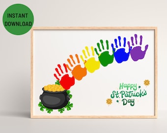 Printable Rainbow & Pot of Gold Handprint, St Patricks Rainbow ...