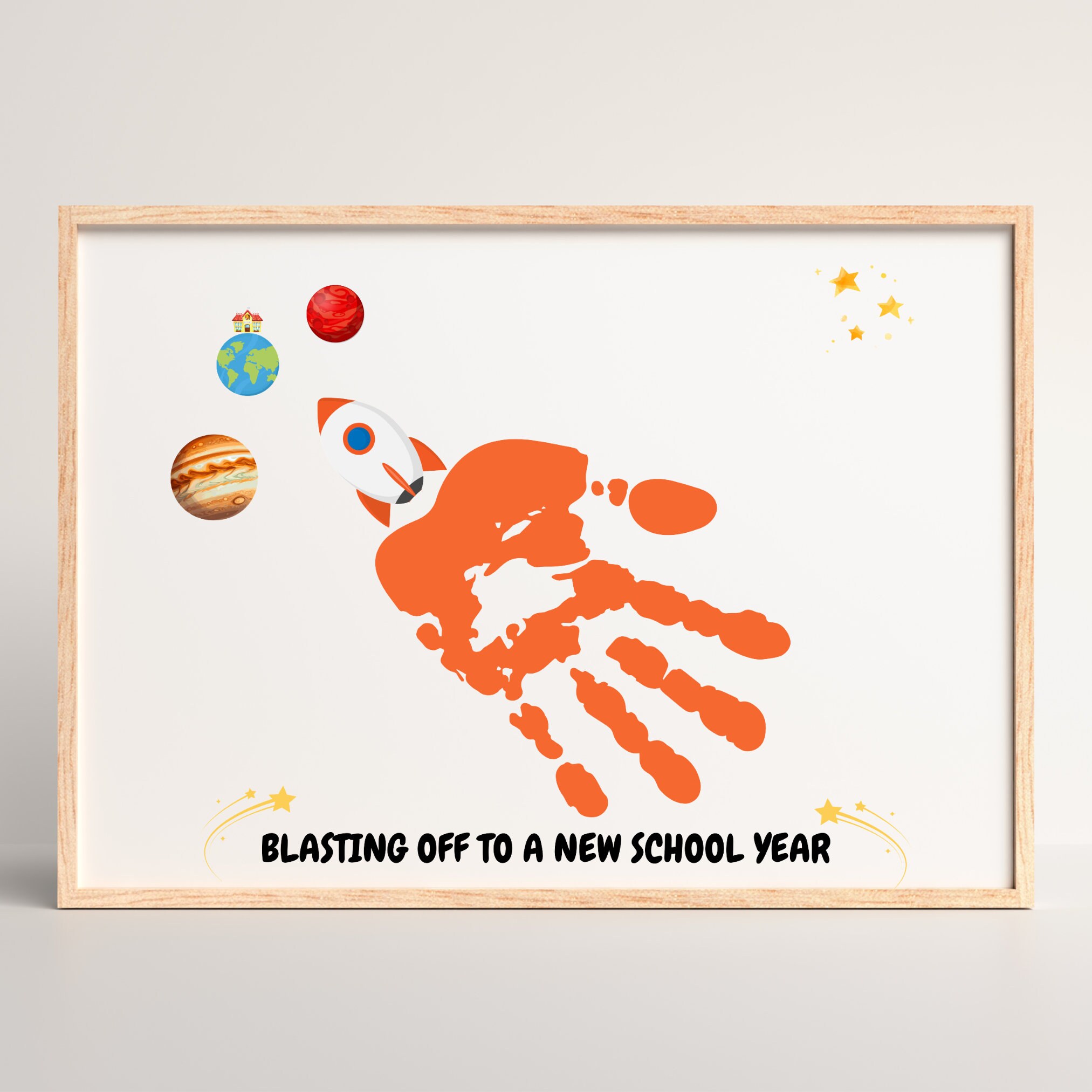 First Day of School Rocket Ship Handprint Craft, Back to School ...