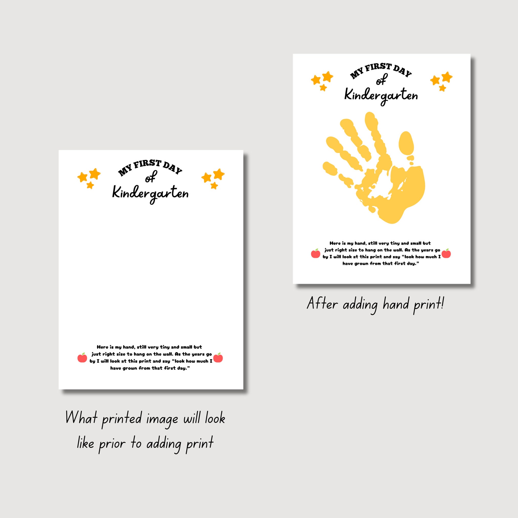 First Day of Kindergarten Handprint Craft, Back to School Printable ...