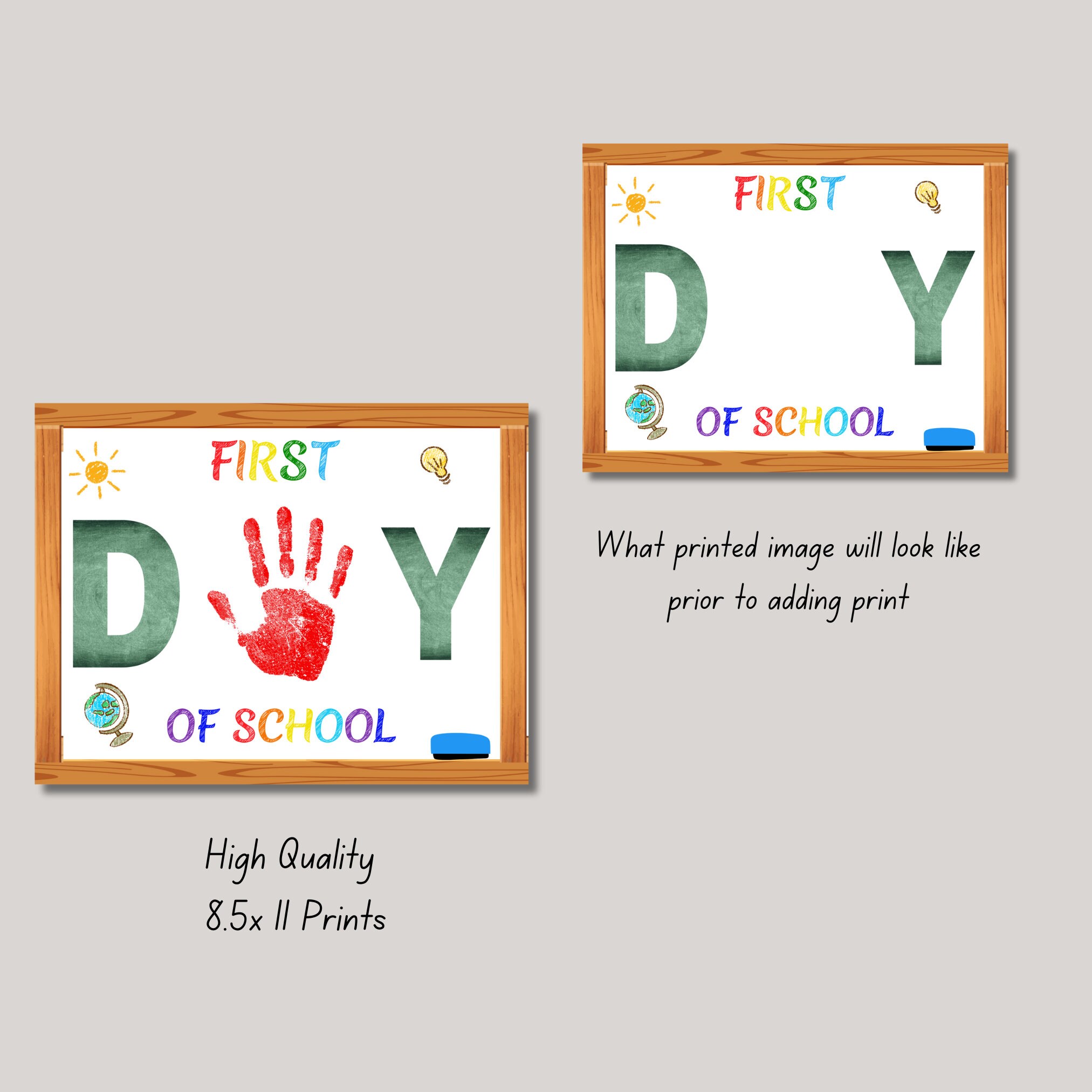 First and Last Day of School Handprint Craft, Back to School Printable ...