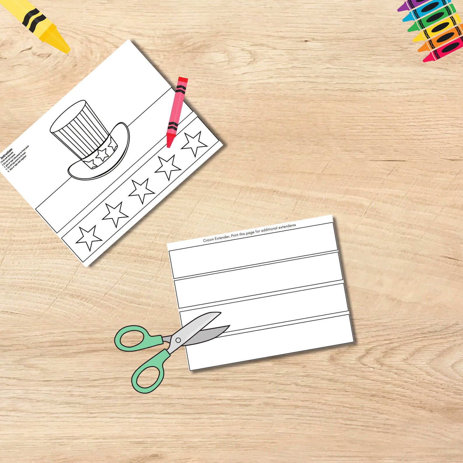 4th of July Paper Crown, Uncle Sam Hat, Patriotic Headband, Printable ...